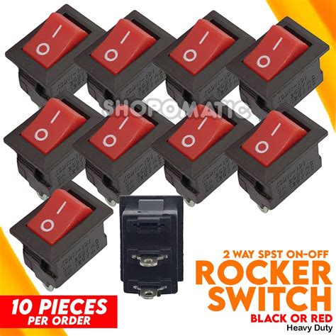 🟧10pcs 2way Rocker Switch Spst On Off 2pin Black Red Heavy Duty 🟧