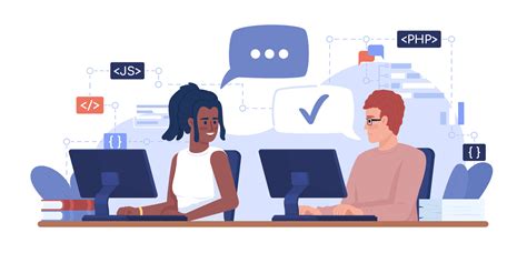 Software Engineers Cooperation D Vector Isolated Illustration IT Company Workers Flat