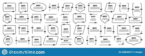 Set Of Isolated Quote Frames Speech Bubbles With Quotation Marks Blank Text Box And Quotes