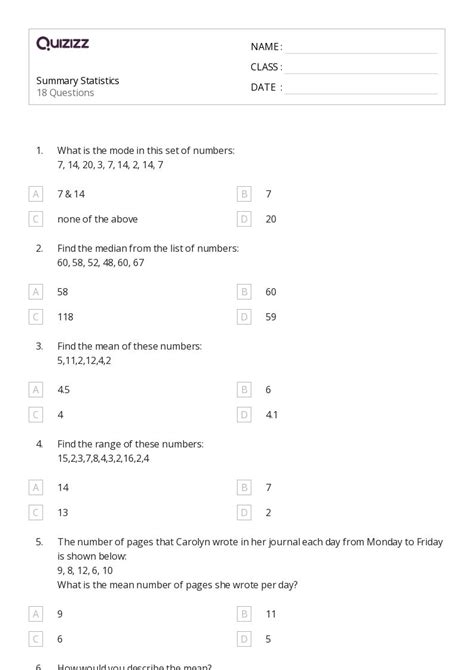 50 statistics worksheets for 8th grade on quizizz free and printable