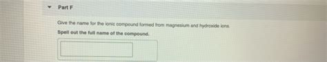 Solved Part D Give The Name For The Lonic Compound Formed