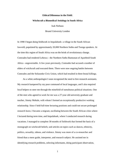 PDF Ethical Dilemmas In The Field