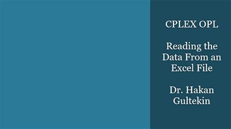 Cplex Opl Tutorial 05 How To Read Data From Excel Youtube