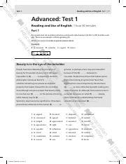 Advanced Testbuilder 3rd Edition Test 1 Sample Pdf Reading And Use