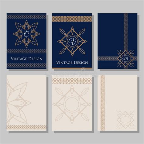 Brochure Set Template With Monogram Letter Stock Vector Illustration