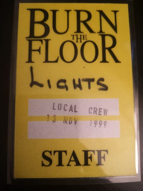 Burn The Floor Crew Pass För Föreställningen Köp På Tradera