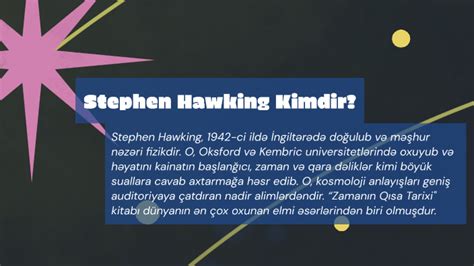Stephen Hawking Ve Qara Delik Nezeriyyesi By Aytaj Shakarzade On Prezi
