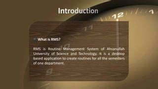Routine Management System Of Ahsanullah University Of Science