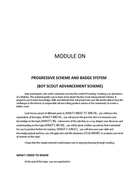 1 2module On Progressive Scheme And Badge System Pdf Scouting Boy