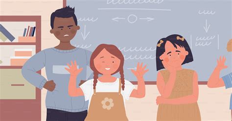 학교 아이들은 교실 벡터 그림에서 동급생을 괴롭힌다 만화 폭력 친구에 대한 아이들의 공격성 슬픈 소녀 캐릭터를 우는 학생들을 괴롭히는 것 나쁜 십대 행동 배경 벡터