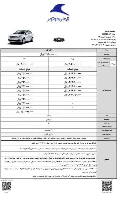 آغاز فروش قسطی کرمان موتور در شهریور 1401 شرایط و جدول