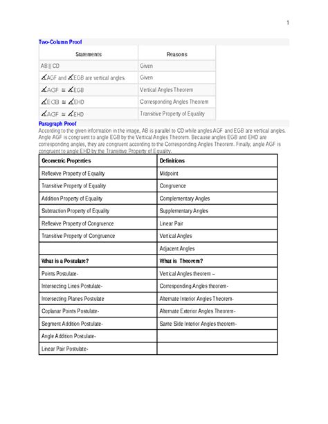 2 0 Two Colume Proof 1 Two Column Proof Statements Reasons Ab Cd