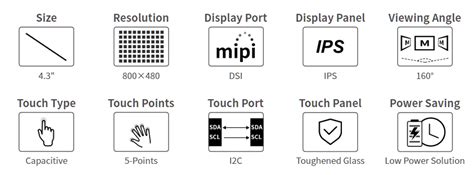 4 3inch dsi interface capacitive touch display for raspberry pi