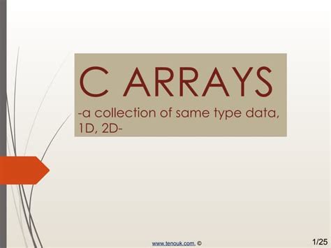 C Array 1 And 2 Dimension Array Declarationppt