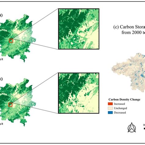 A Spatial Distribution Of Carbon Storage In 2000 B Spatial Download Scientific Diagram