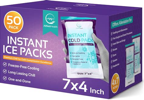 Disposable Instant Ice Packs For Injuries 50 Packs 7” X 4