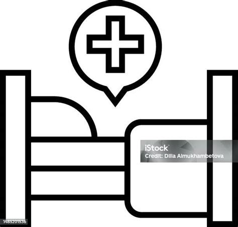 병원 침대 아이콘 위에 말풍선을 교차합니다 편집 가능한 획 다양한 유형의 디자인 배너 인포 그래픽 상점 상점 웹 사이트에 적합 가정의 방에 대한 스톡 벡터 아트 및 기타