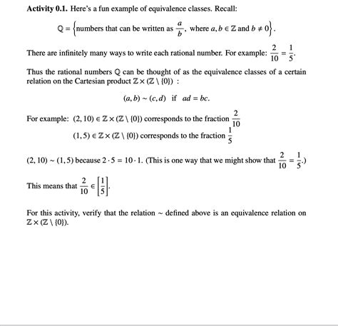 Solved Activity Here S A Fun Example Of Equivalence Chegg Com