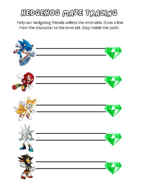 Sonic The Hedgehog Visual Motor Maze Tracing And Pre Writing Sheets By