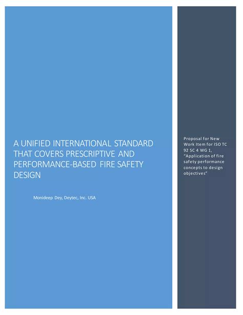 A Unified International Standard That Covers Prescriptive And