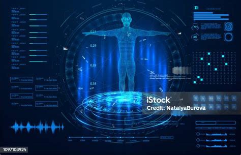 디지털 데이터 차트 통신 컴퓨팅 인체 디지털 의료 기술 Ui 미래형 컨셉 Hud 인터페이스 홀로그램 요소를 추상화 건강 미래