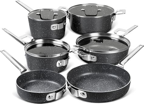 Michelangelo Stackable Pots And Pans Set Non Stick 10 Piece Nonstick