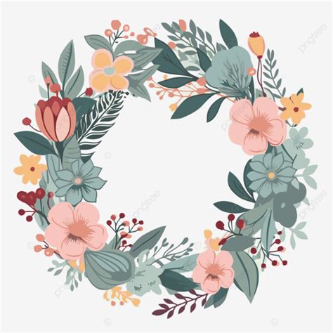 꽃 화환 벡터 스티커 클립 아트 꽃과 잎 만화와 꽃 화환의 그림 상표 클립 아트 Png 일러스트 및 벡터 에 대한 무료