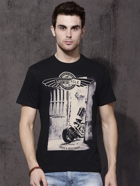 Buy Roadster Men Black Printed Pure Cotton T Shirt Tshirts For Men
