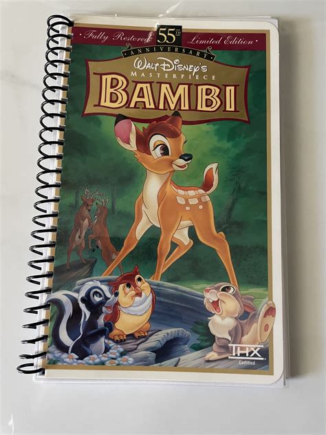 Disneys Bambi Classic Animated Movie Vhs Upcycled Spiral Bound Etsy
