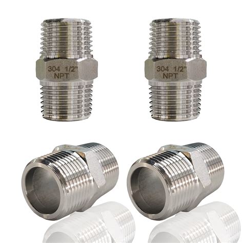 Snapklik 4PCS Hex Nipple 1 2 Male X 1 2 Male Pipe Fittings 304