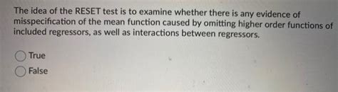 solved the idea of the reset test is to examine whether
