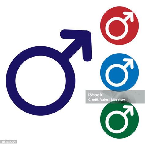 Blauw Mannelijk Geslacht Symbool Icoon Geïsoleerd Op Witte Achtergrond