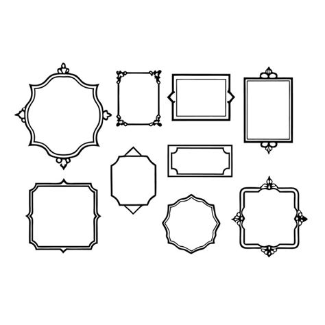 Set Of Nine Ornate Black And White Frames With Decorative Elements Premium Ai Generated Vector