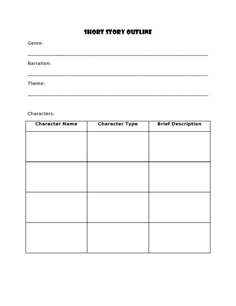 Story Plot Outline Template