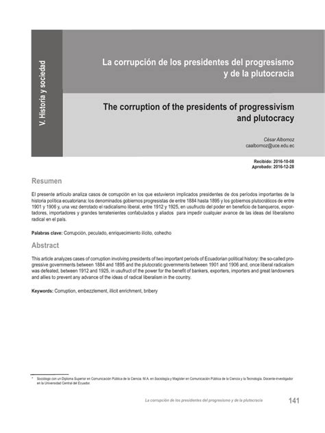 La Corrupción Del Progresismo Y De La Plutocracia En El Ecuador 1884