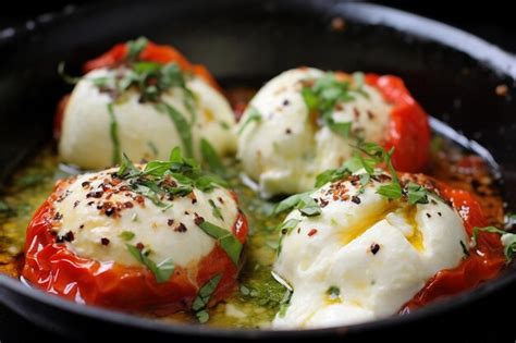 Elegant Goat Cheesestuffed Peppadew Peppers Premium Ai Generated Image