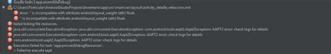 Error Error Is Incompatible With Attribute Android Layout Weight