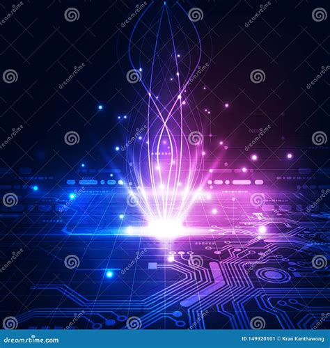 Abstract Technology Chip Processor Background Circuit Board And Html Code3d Illustration Blue