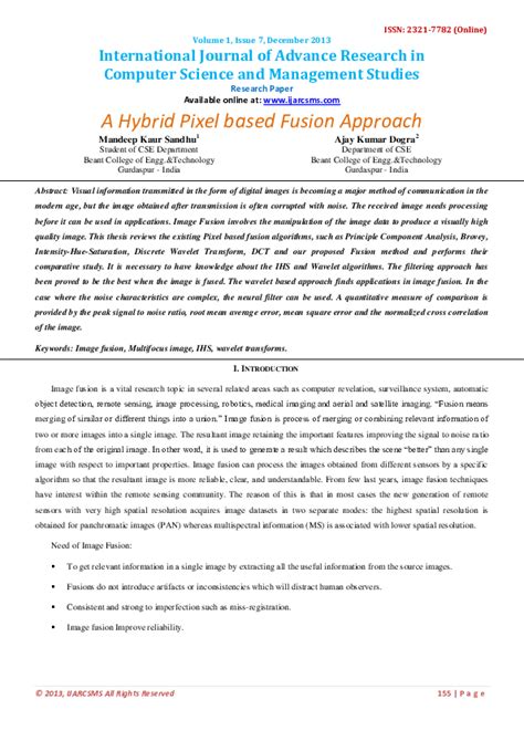 Pdf A Hybrid Pixel Based Fusion Approach
