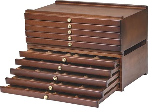 MEEDEN Boîte de rangement multifonction à 10 tiroirs en bois de hêtre