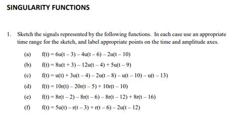 Solved Singularity Functions 1 Sketch The Signals