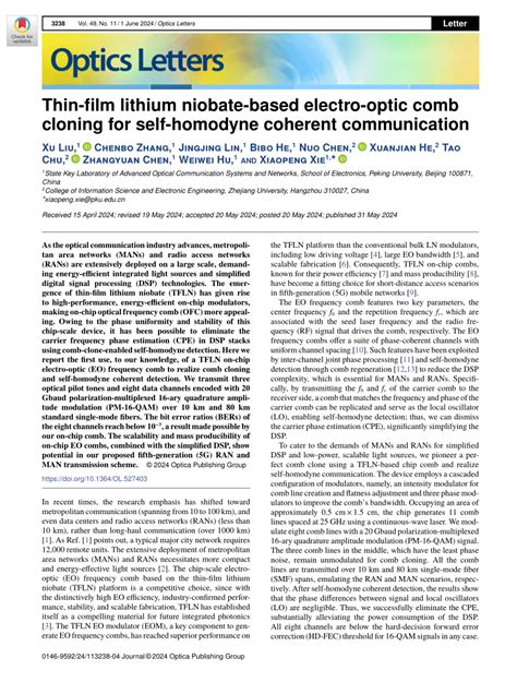 Thin Film Lithium Niobate Based Electro Optic Comb Cloning For Self
