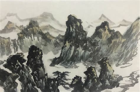 中国美术学院美术考级山水考级九级高级示范图例 山水 中国美术学院社会美术水平考级中心官方网站
