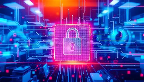 Digital Lock Icon With Padlock Symbol Security Tech Generative Ai Stock Illustration