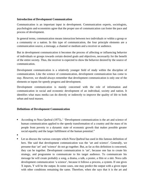 Introduction Of Development Communication Pdf Communication