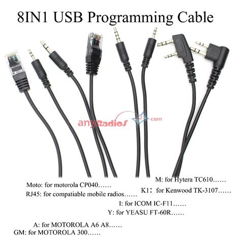 New 8 In 1 Programming Cable For Motorola Yaesu Icom Kenwood Baofeng