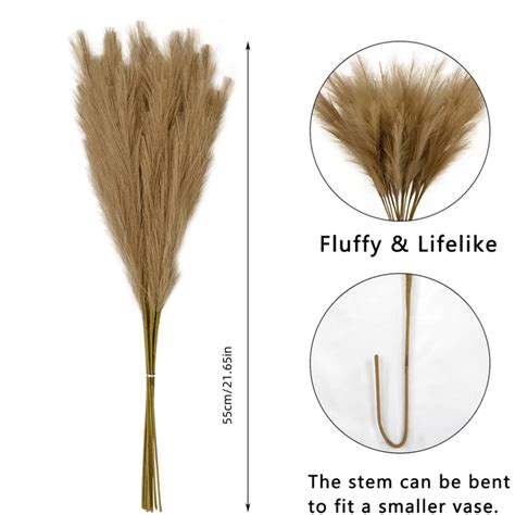 20 Pcs Faux Pampas Grass Tall Artificial Pampas Grass Large Fake Pampas Branches Plants Floor