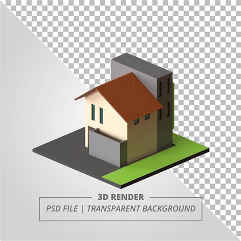 Casa vintage moderna 3d render imágenes aisladas Archivo PSD Premium