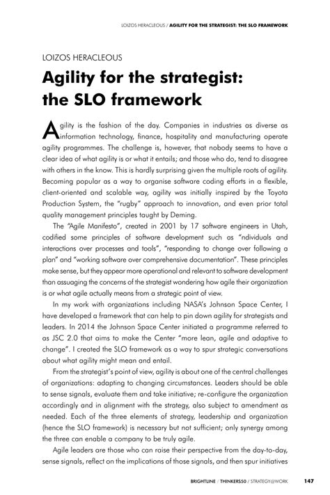pdf agility for the strategist the slo framework