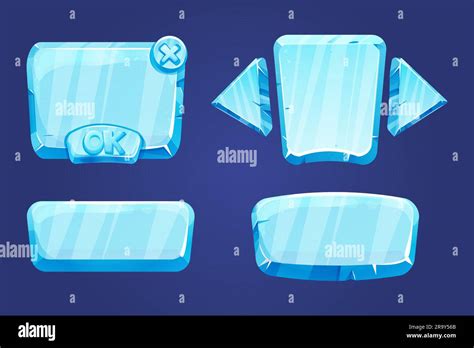 Set Frozen Ice Frames Panels For Game Menu Arows Buttons Ok Sign In